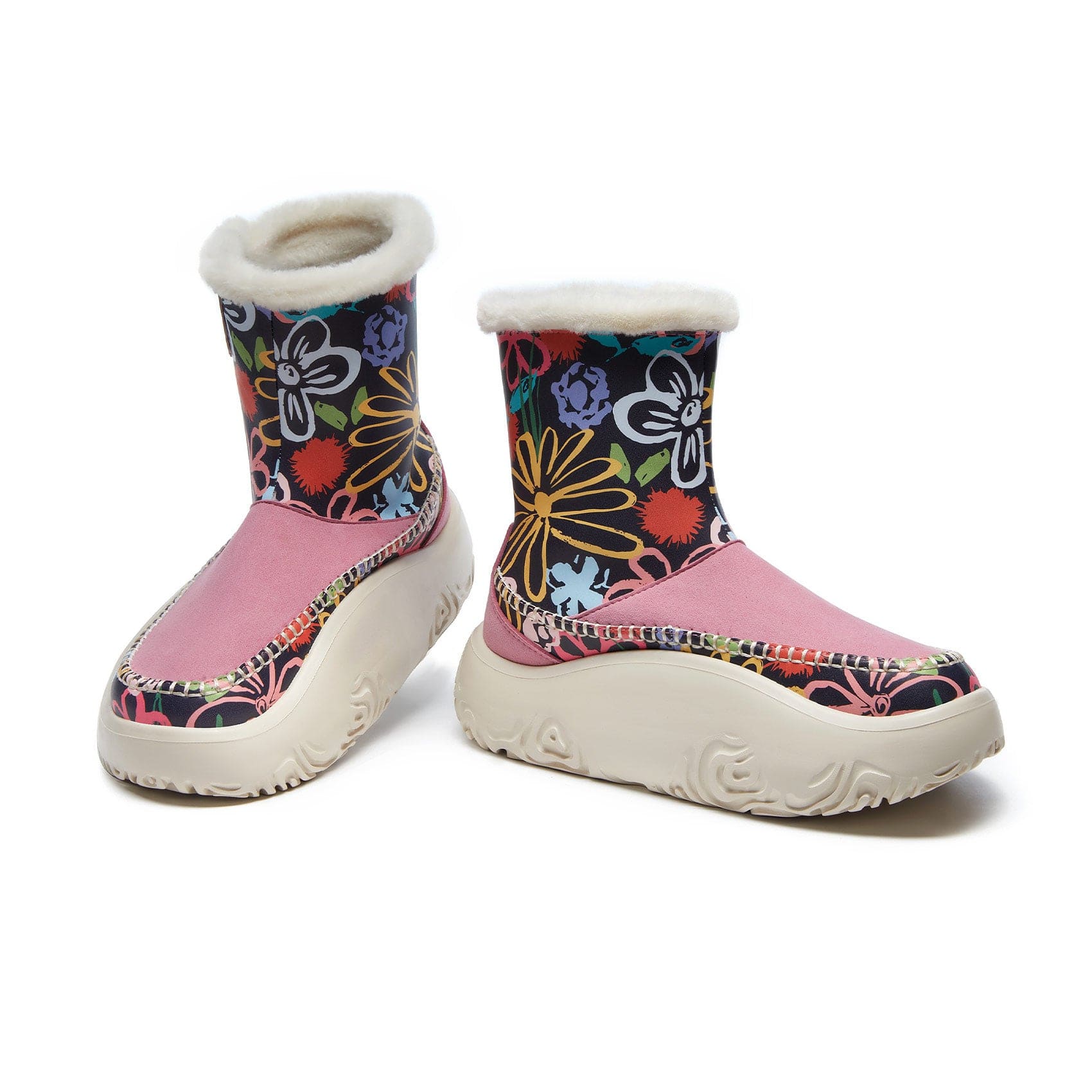 UIN Women's Snow Boots Walking Casual Comfortable Platform Art Painted ...